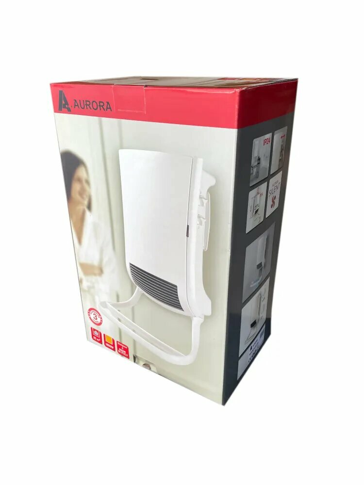 Тепловентилятор AURORA MIRROR 60 2B WHITE для ванной, настенный, белый, 1.8 кВт с терморегулятором