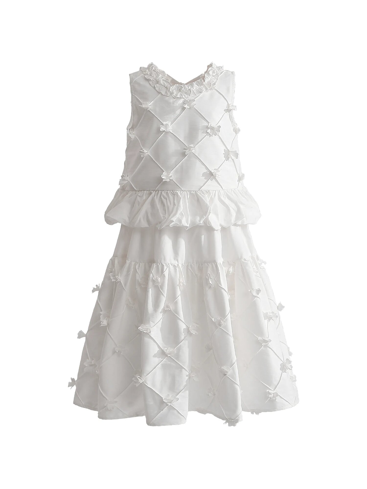 Юбка Tulleen Lucienne quilted skirt set, размер 52, бежевый/белый — фото 1