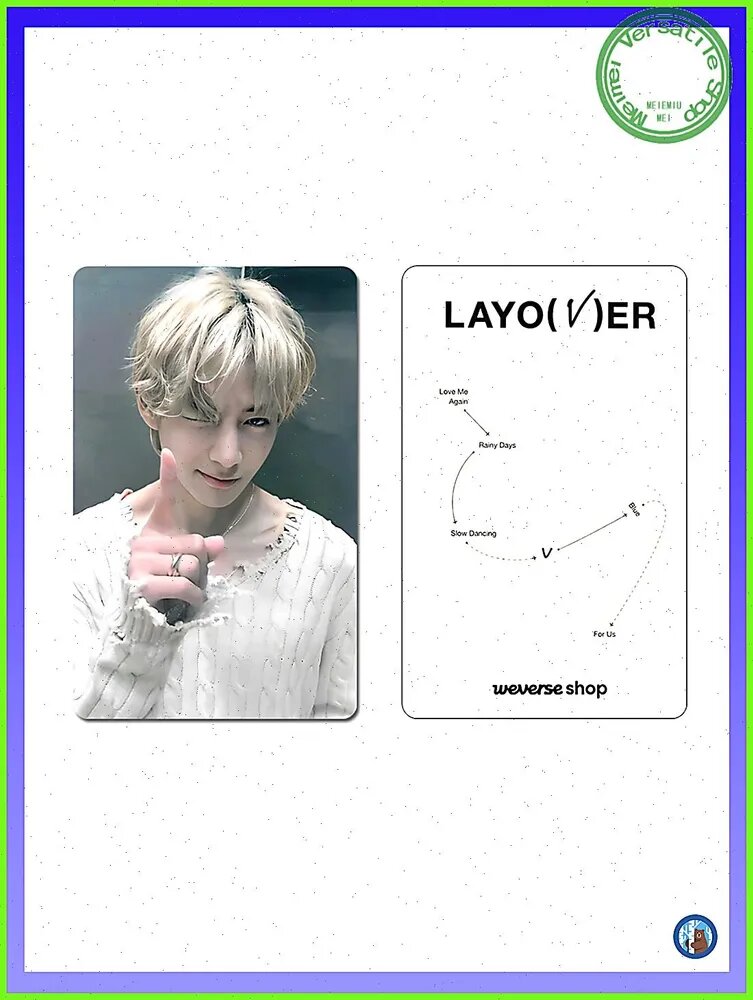 Коллекционная карта BTS V: альбом Layover, эксклюзивный дизайн (1 шт.)