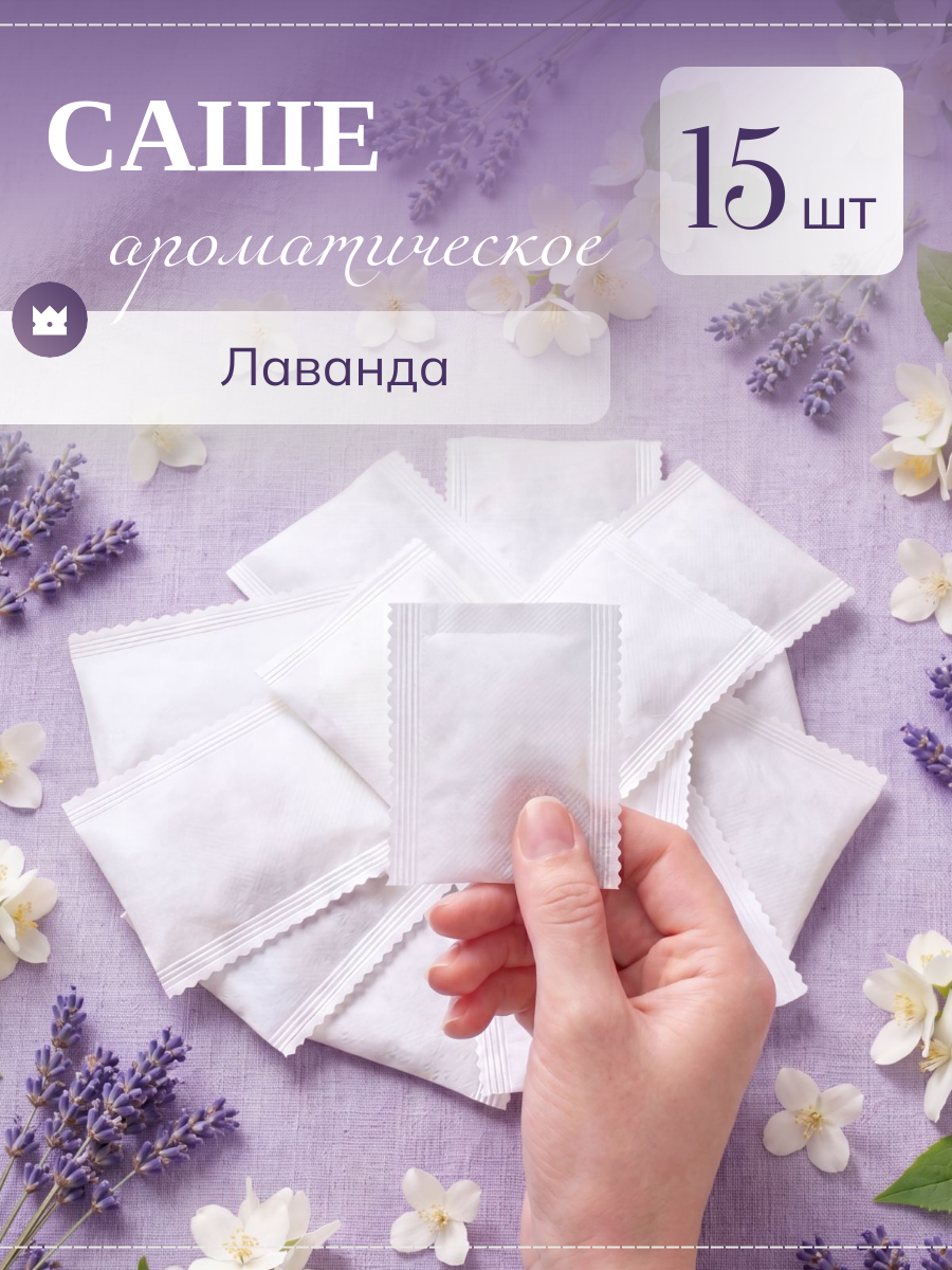 Саше для шкафа и белья ароматическое в мешочках, аромасаше POCHERK, Лаванда, 15 саше
