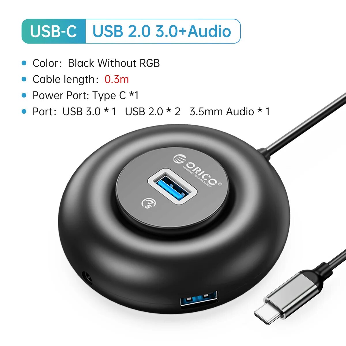 ORICO RGB USB-хаб 4 портов 3.0 YX3-C2-03-BK