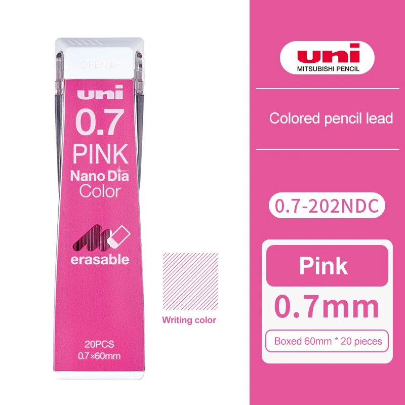 UNI Цветной механический карандаш 0.7мм 20 шт. Розовый, Pink