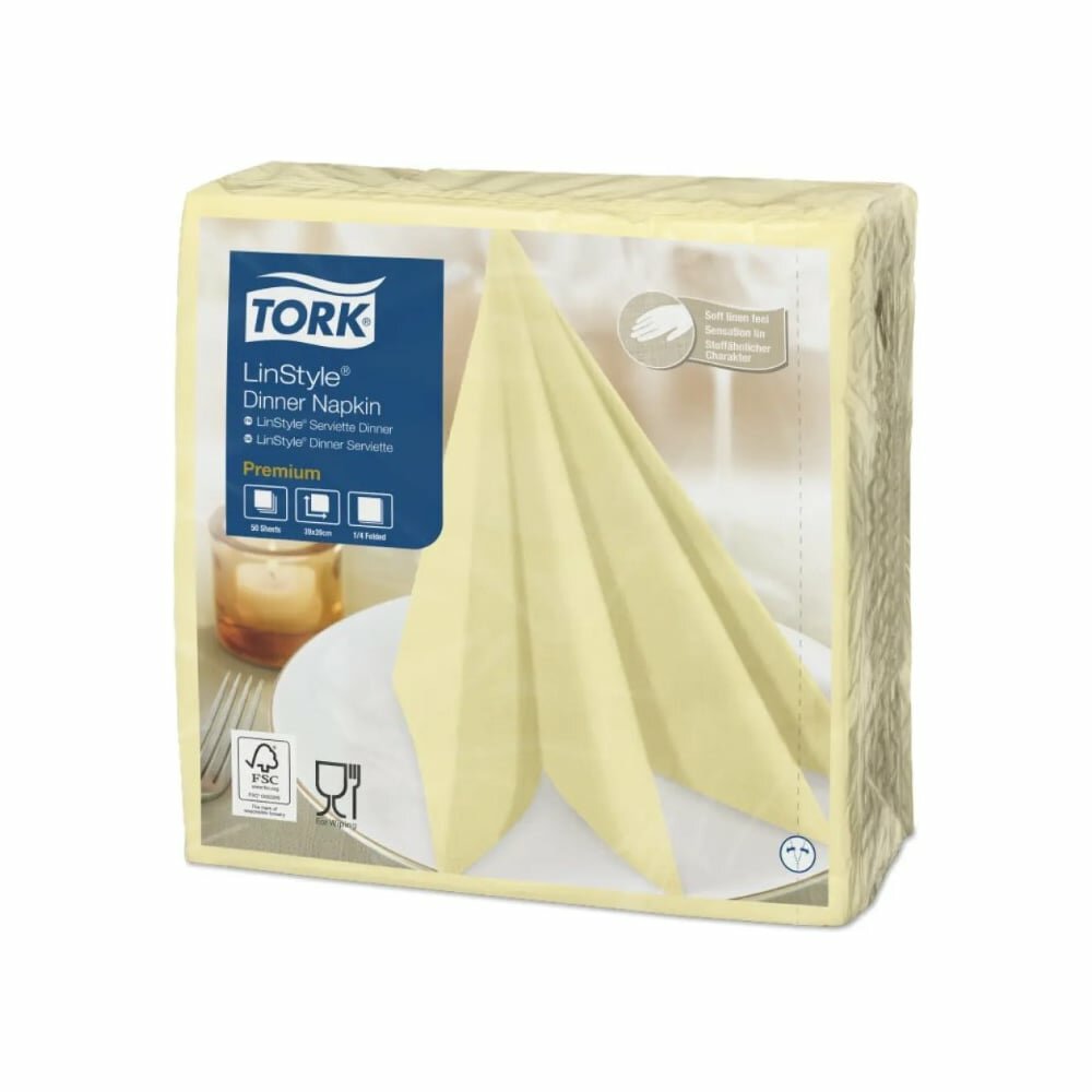 Салфетки Tork LinStyle 39x39 см, категория качества Premium, 1-слой, шампань 478712