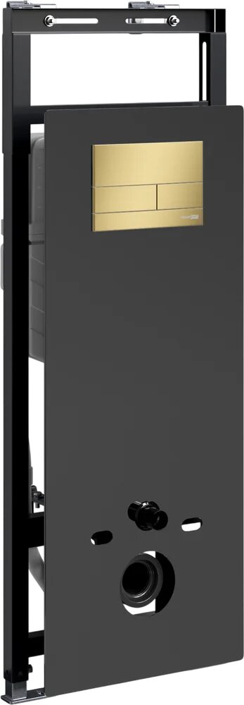 Инсталляция с кнопкой Wasserkraft Salm 27TLT.010. ME. BL. MG04 50, 4 см, крепление к стене/к полу, с регулировкой по высоте, кнопка для унитаза золотая, матовая, с шумоизоляцией