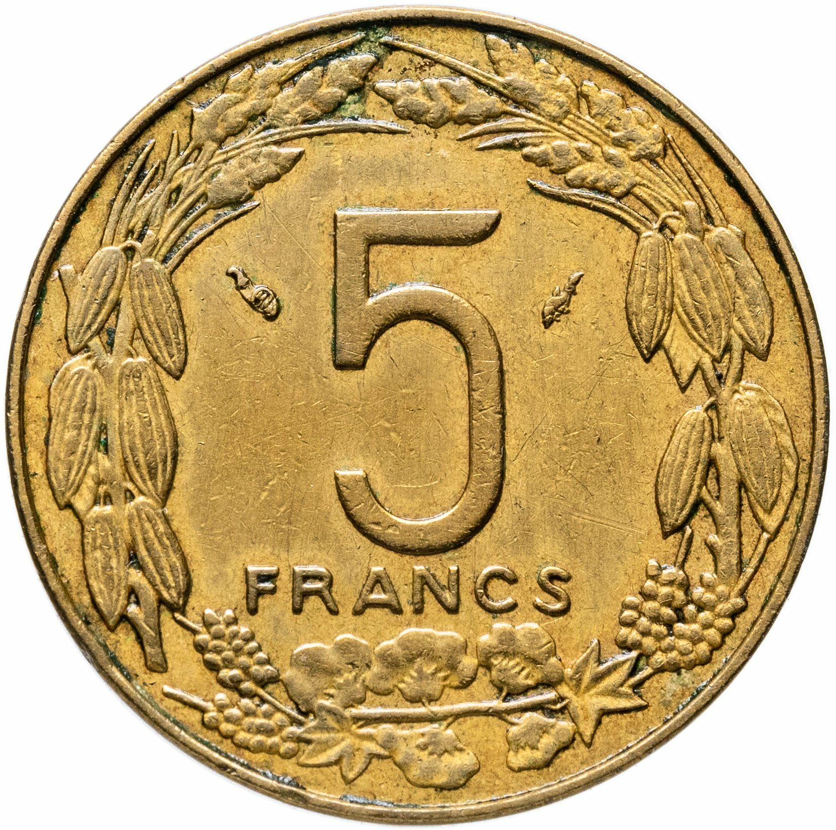 Центральная Африка BEAC 5 франков francs 1980, Бронза, в сохранности XF