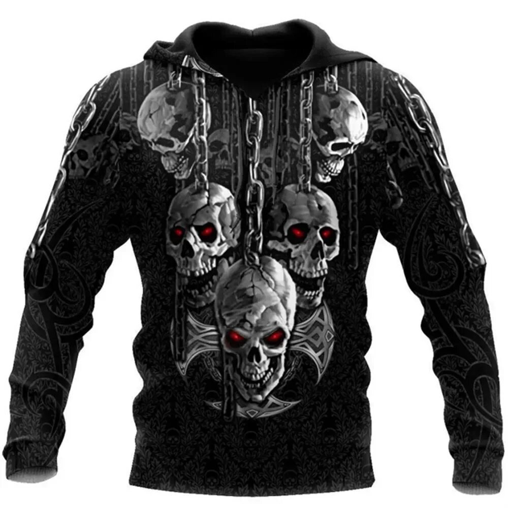 Черная толстовка с черепами 3D принт, 4XL, LMXQH2024175S5