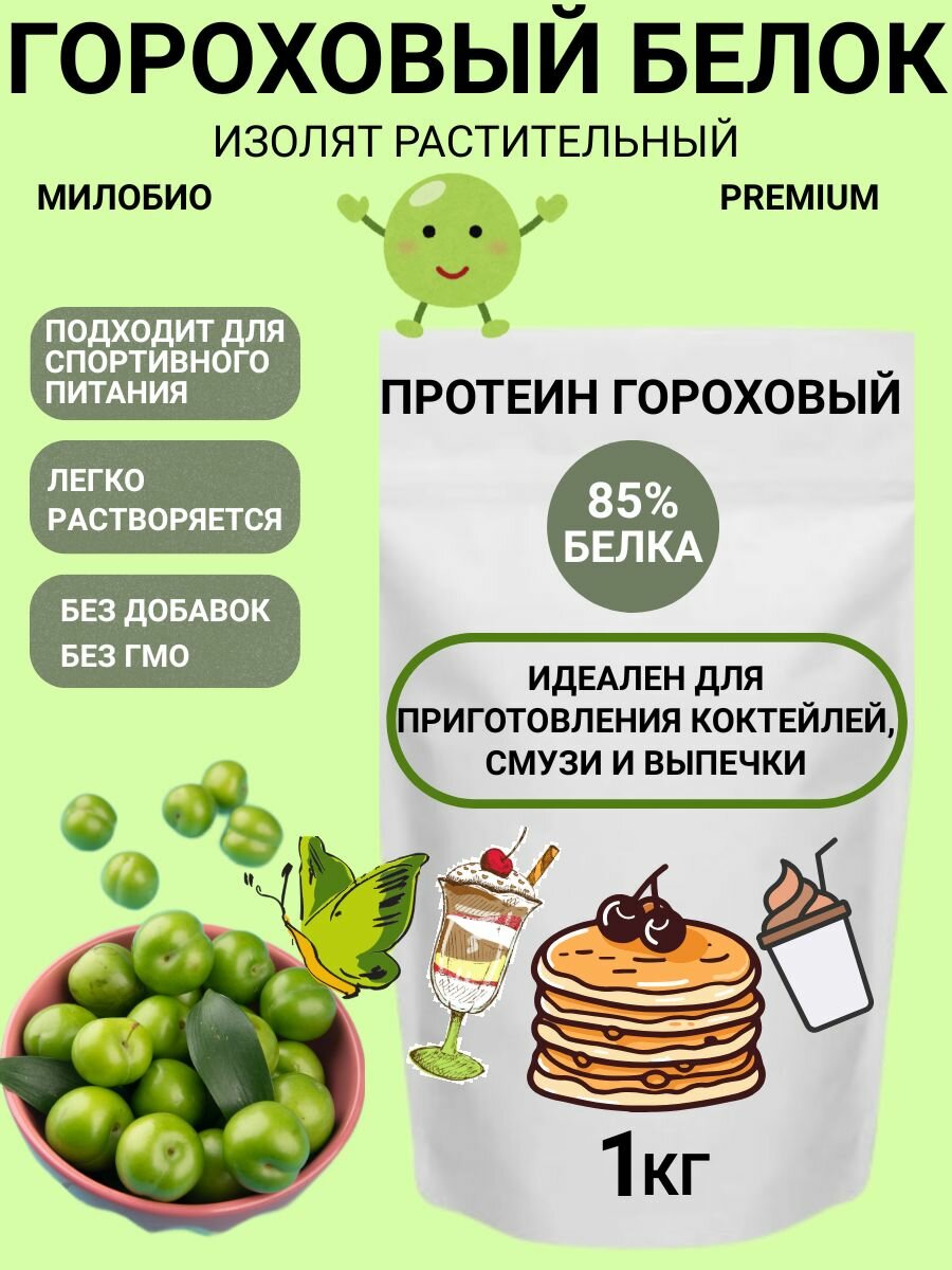 Гороховый белок изолят растительный, протеин МилоБио 1кг