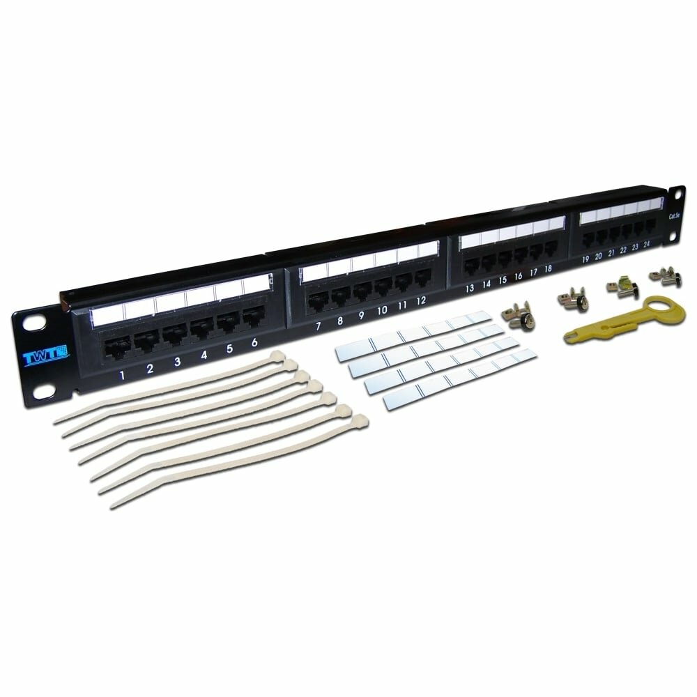 Патч-панель TWT 19, 24 порта RJ-45, категория 5e, UTP, 1U, PP24UTP
