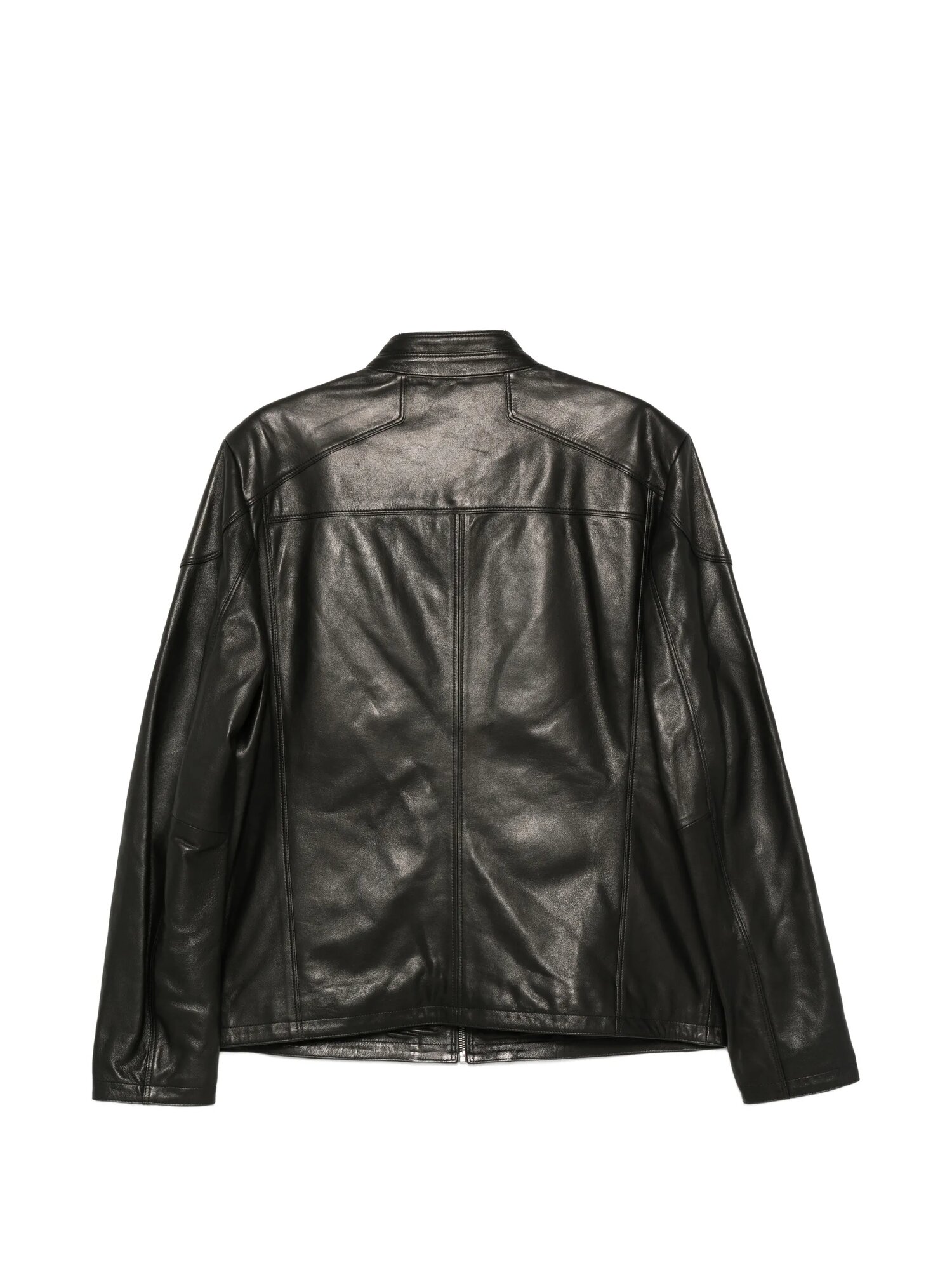 Куртка SERGIO MORETTI Zip-up leather jacket, размер 48, black/black — фото 1