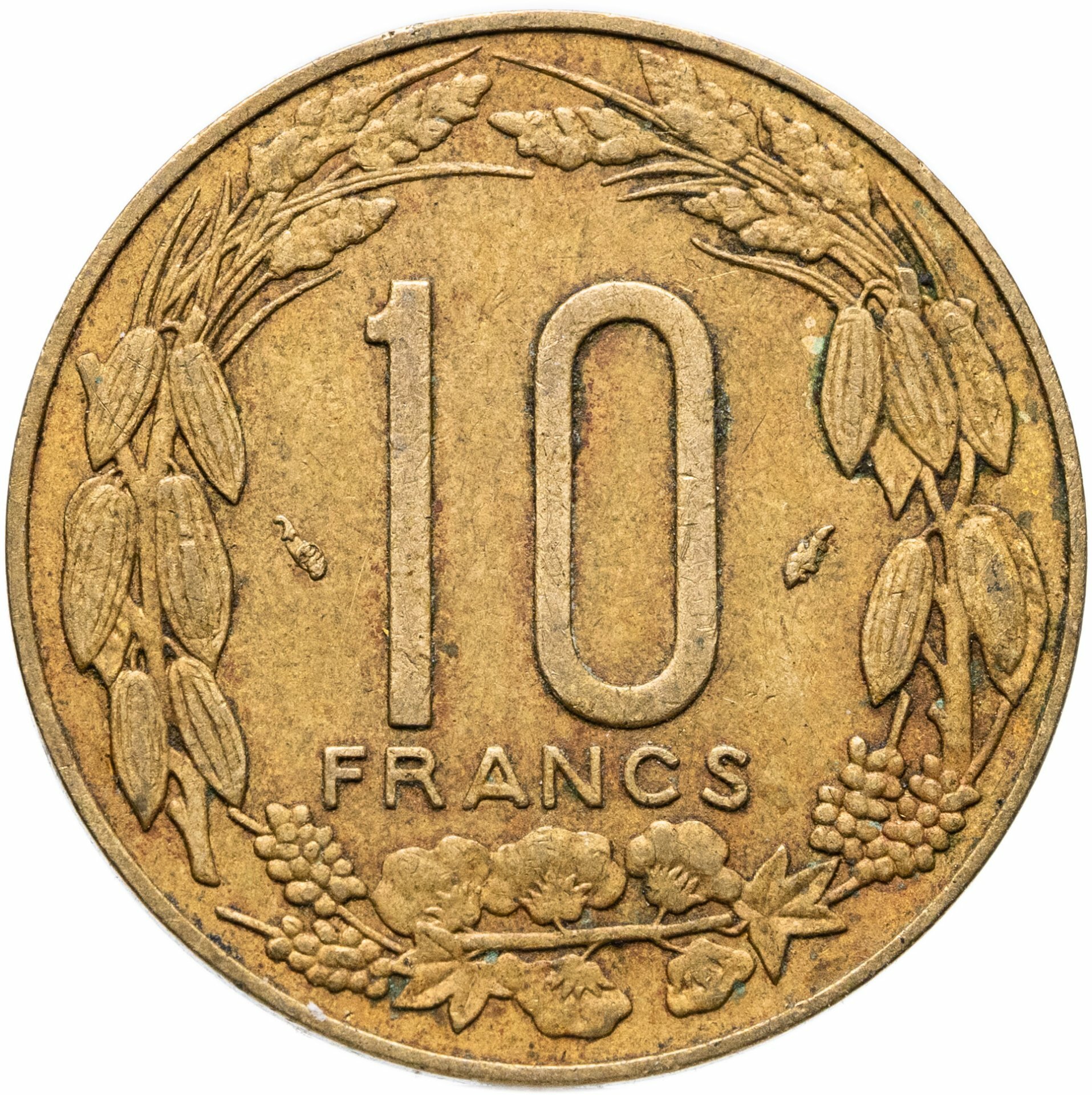 Центральная Африка BEAC 10 франков francs 1977, Бронза, в сохранности VF-XF