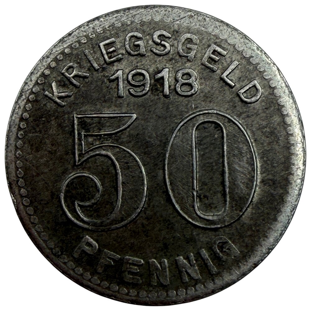 Германия, Германская империя, Эльберфельд 50 пфеннигов 1918 г. (Fe)