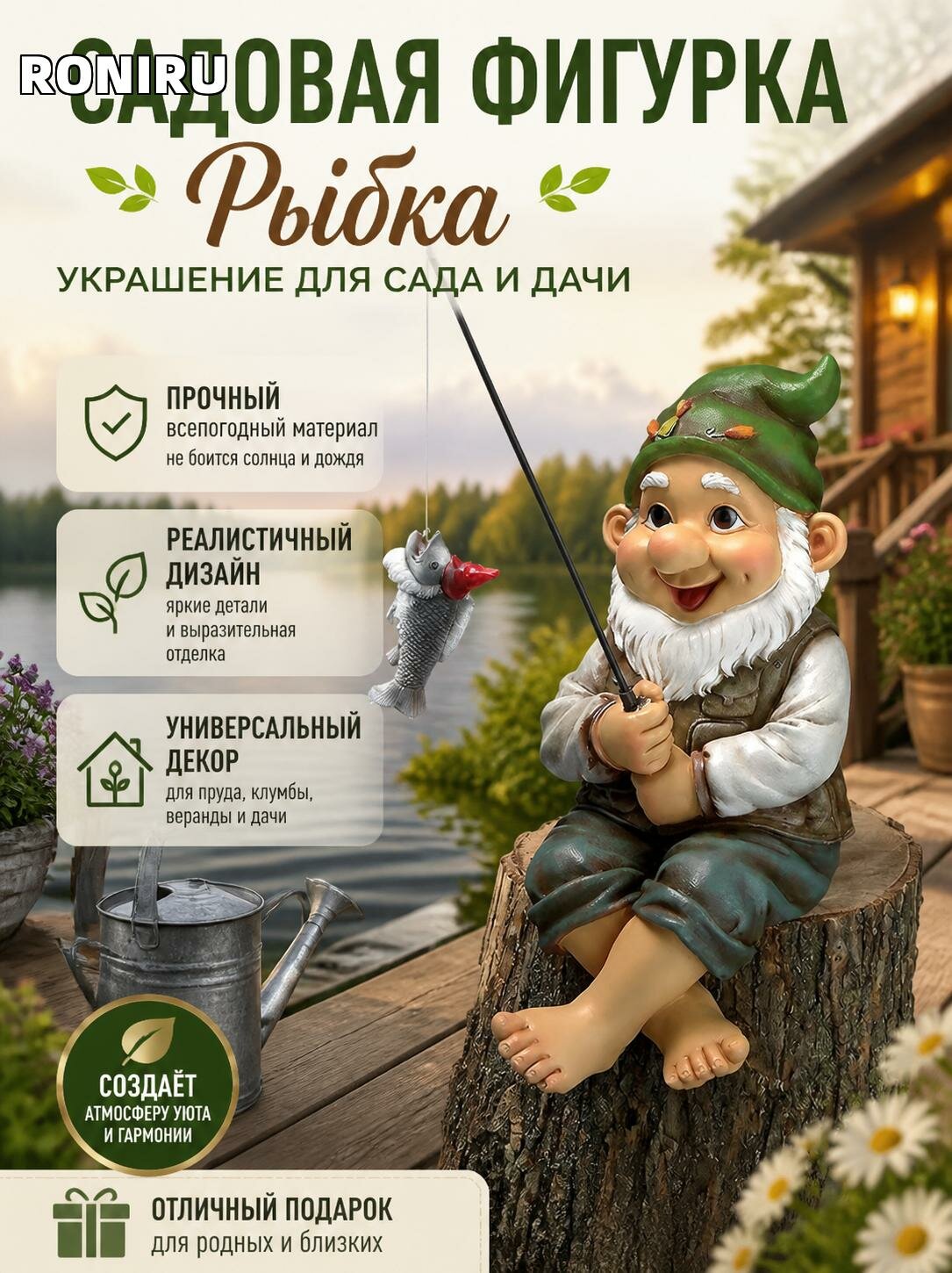 Садовая фигурка «Рыбка» для украшения сада и дачи — декор для пруда, клумбы и веранды с выразительным дизайном