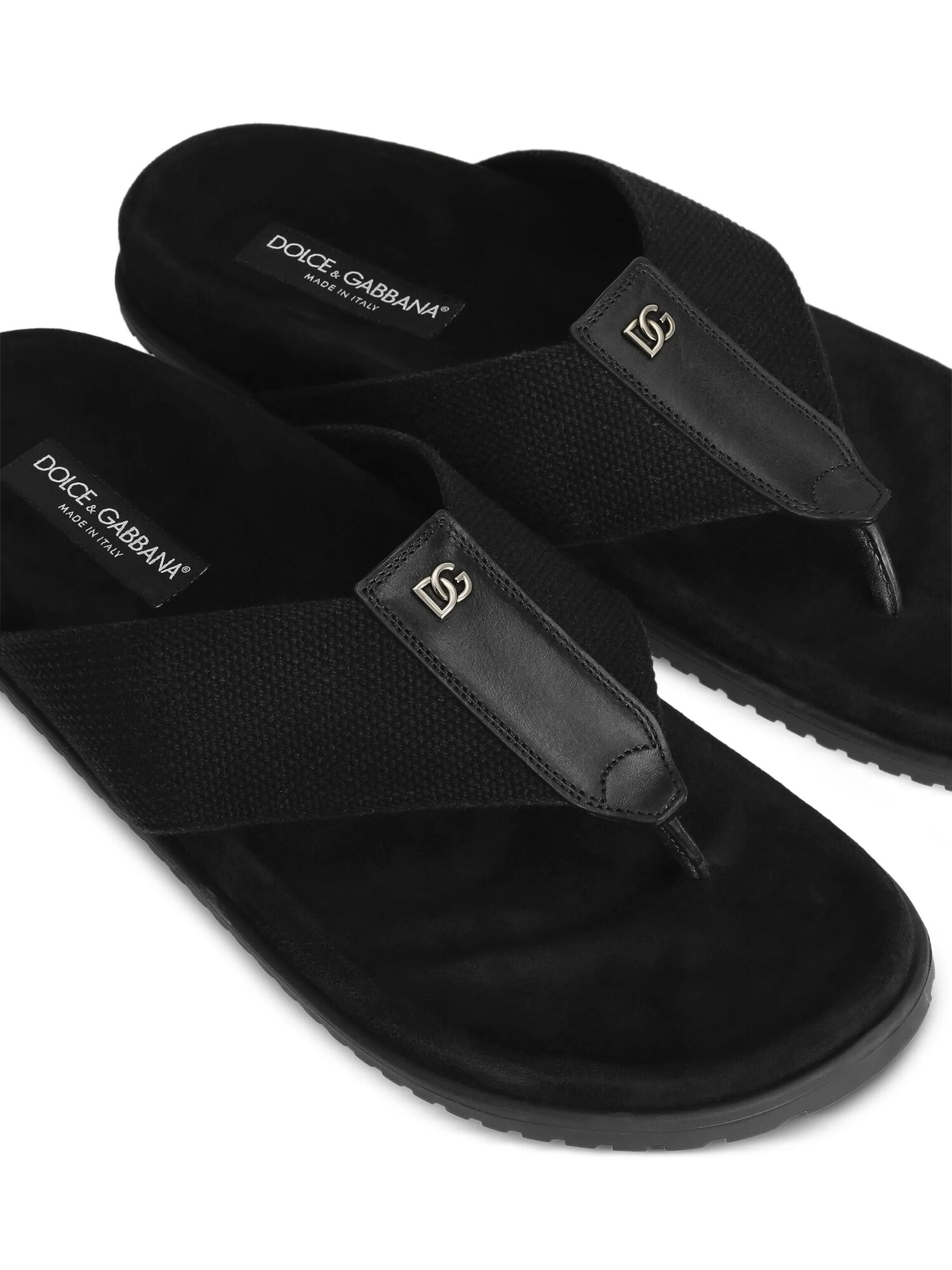 Шлёпанцы DOLCE & GABBANA Logo-plaque flip-flops, размер 43 EU, черный — фото 1