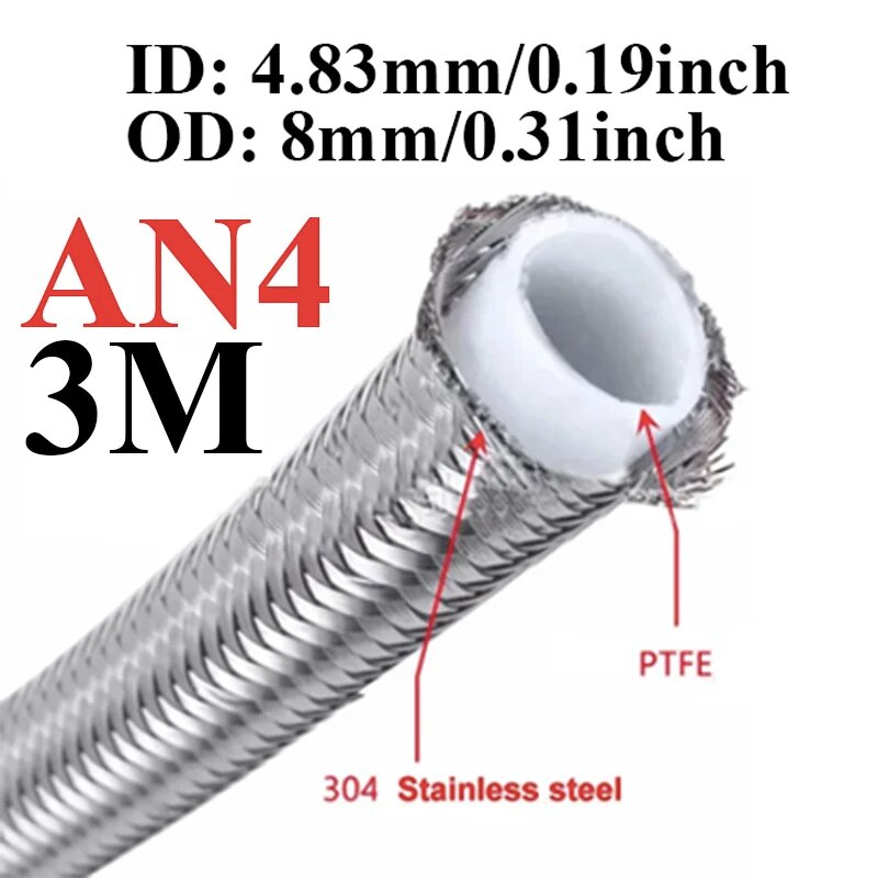 3M AN4 гоночный шланг из нержавеющей стали 304, ID 4.83mm