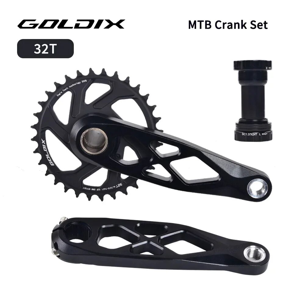 GOLDIX MTB Шатуны BSA 24мм R-SPEC Trail 165/170/175 мм 170mm, Crank 32T BB