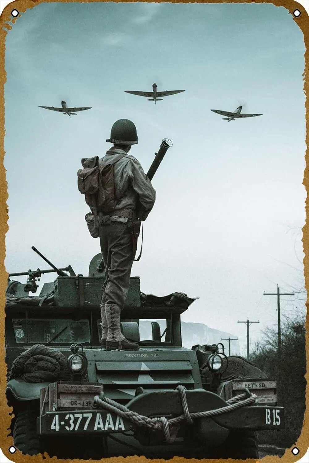 Ретро жестяная вывеска солдат WW2 20X30см