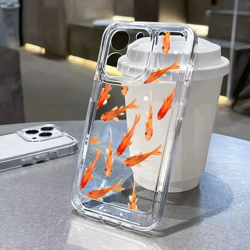 Прозрачный силиконовый чехол с узором «Золотая рыбка» для iPhone 17 Pro Max, 16, IPhone 16 Plus, 1