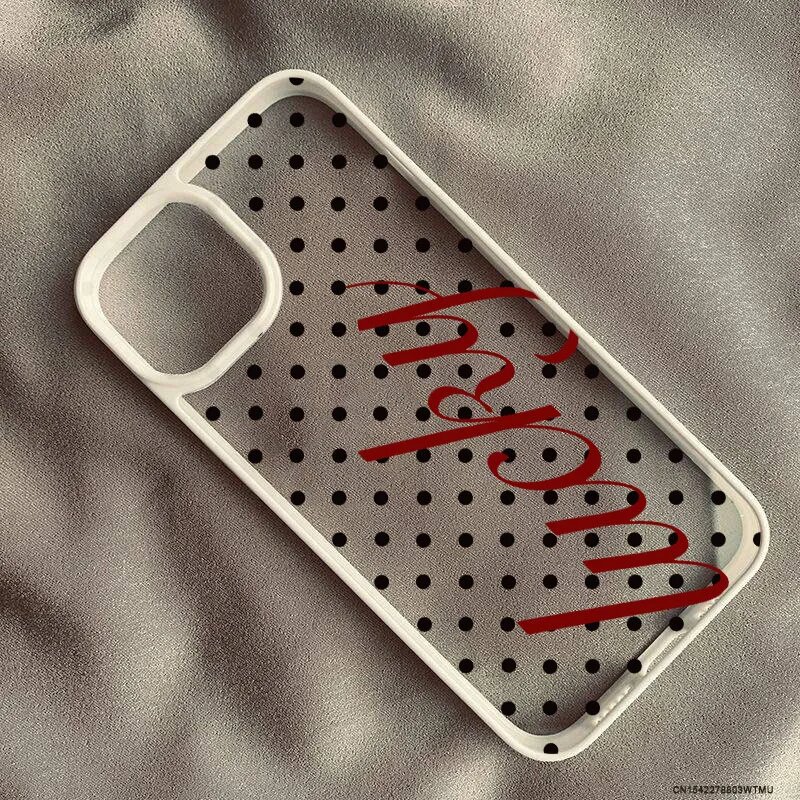 Прозрачный чехол для iPhone с буквами и горошком, винно-красный/розовый, для Айфон 16 Про, style 4