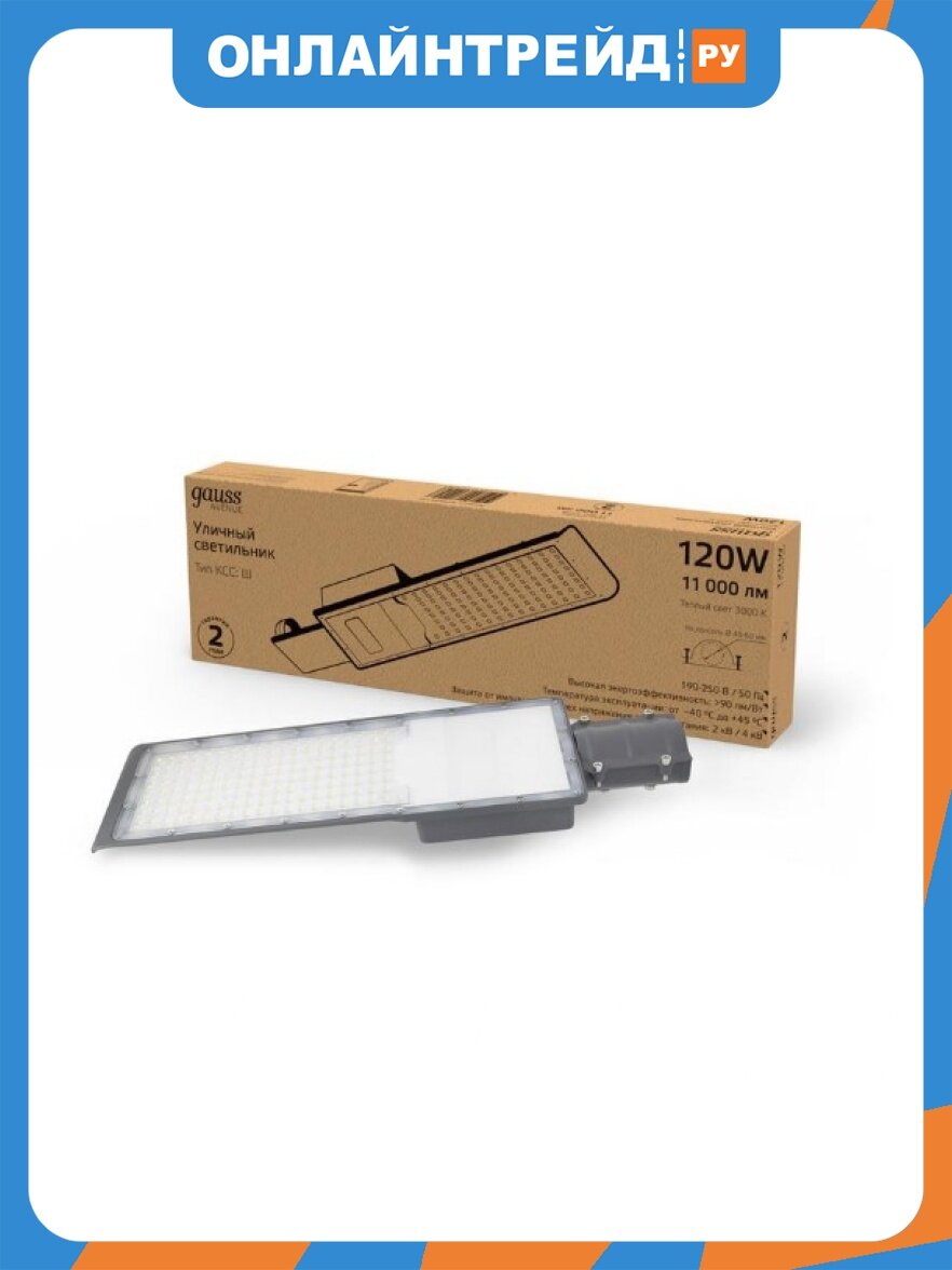 Уличный светильник Gauss LED Avenue IP65 546*170*67 120W 11000lm 4000K 190-250V КСС "Ш" 1/5