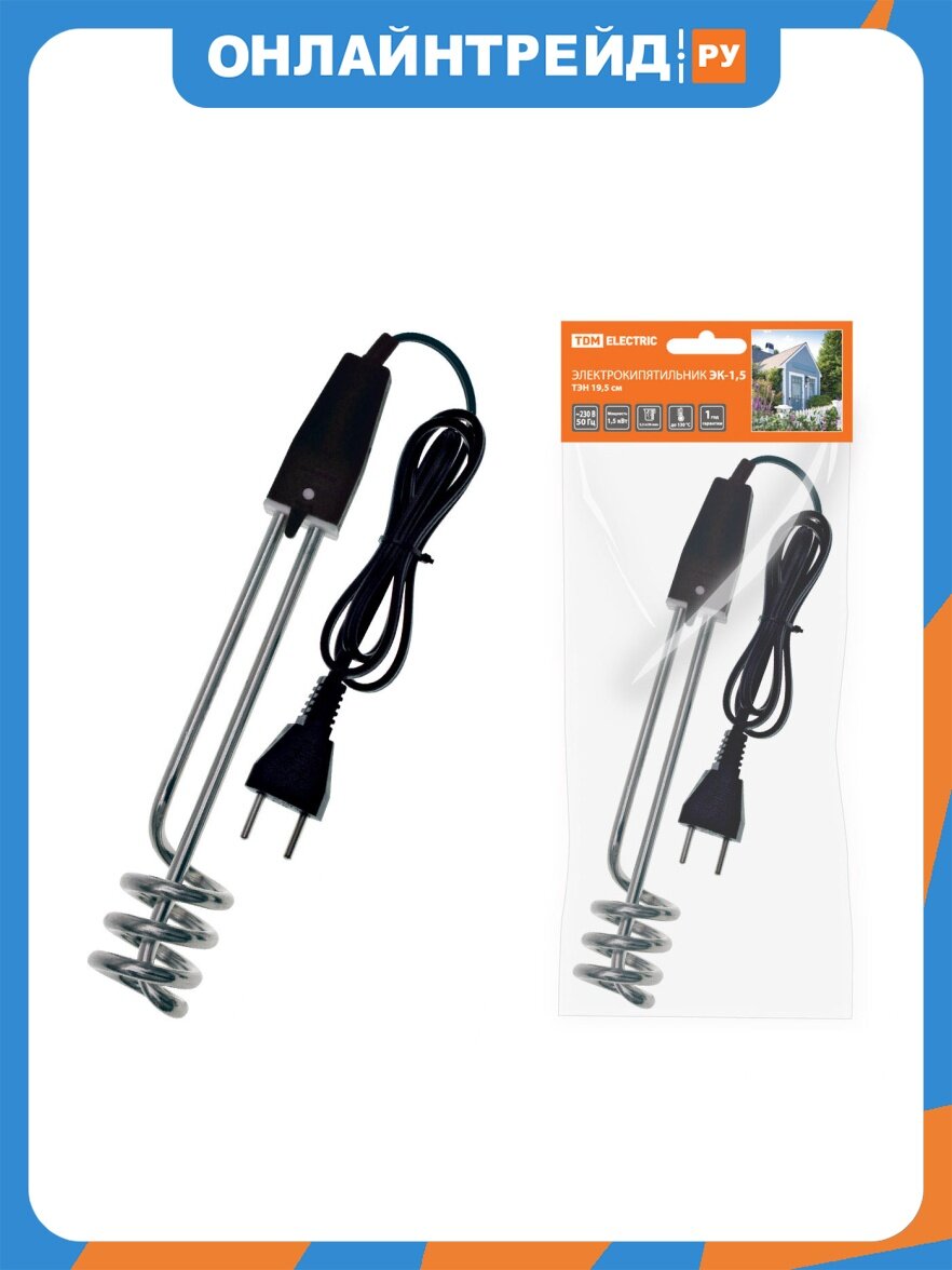 Кипятильник электрический Tdm Electric ЭК-1,5, 230 В, 1,5 кВт, ТЭН 19,5 см, SQ2505-0003