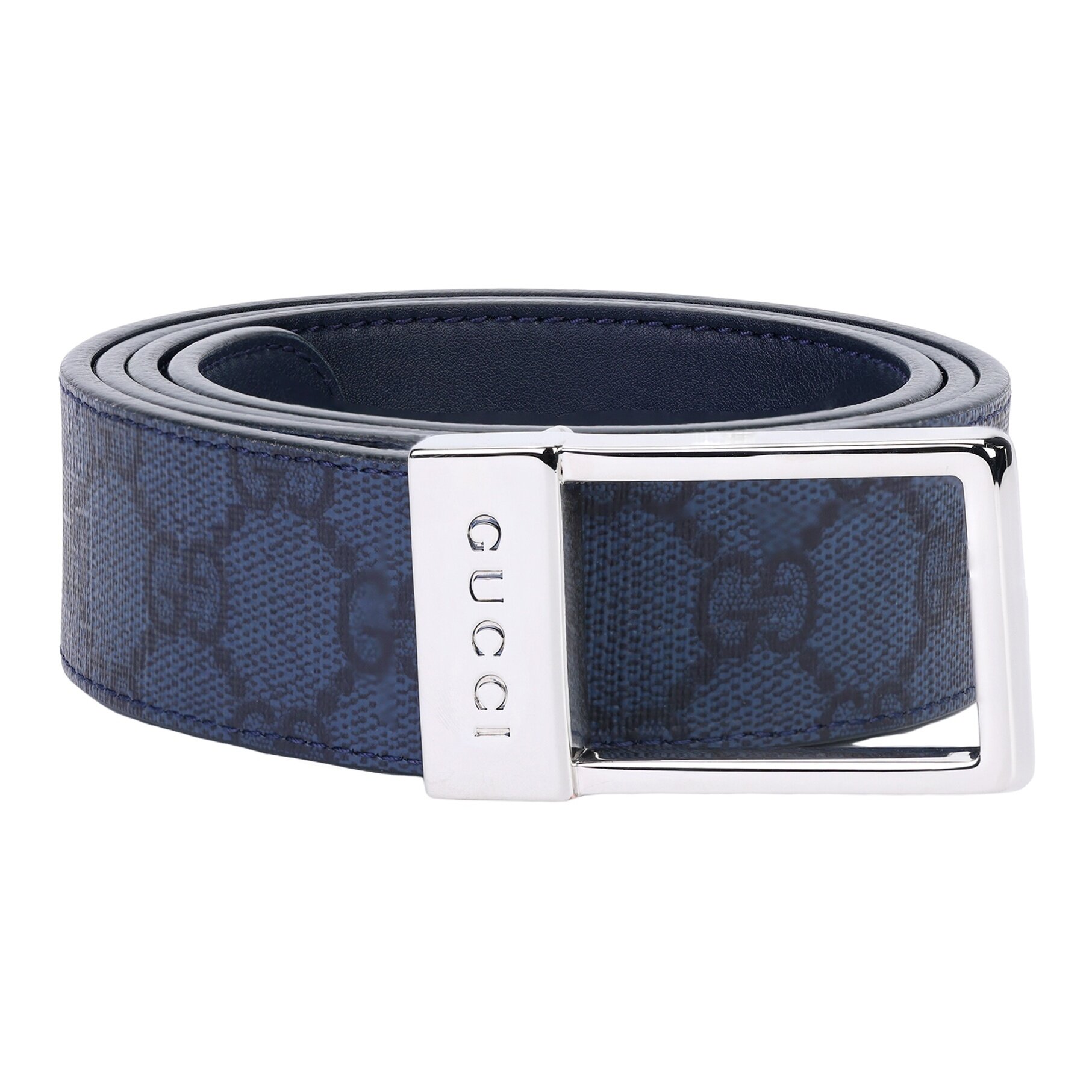 GUCCI GG Supreme Холст Ремни Мужские Синие Ширина Тела 3,5 см 75