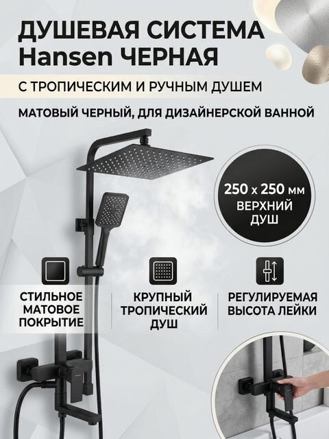 Душевая система из нержавеющей стали с тропическим душем Hansen HN33028-C