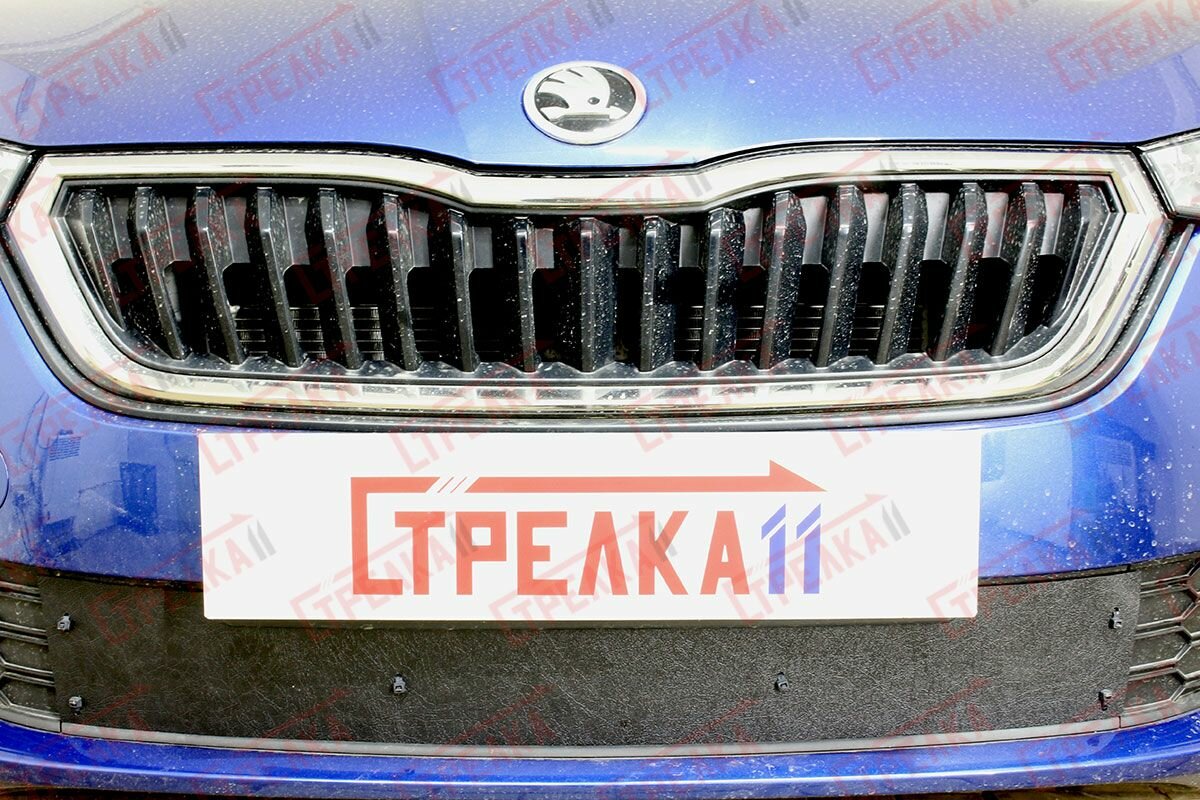 Зимняя защита на стяжках для Skoda Rapid 2019- (II), низ, 1шт