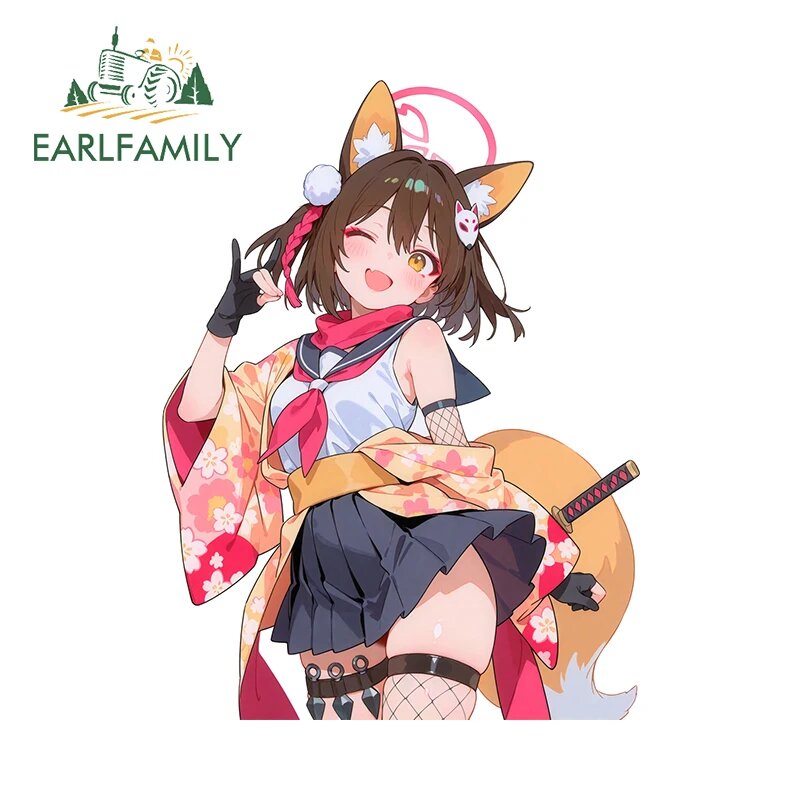 EARLFAMILY Blue Archive Ninja Girl автомобильные наклейки Hentai Neko аниме Waifu граффити 20cm