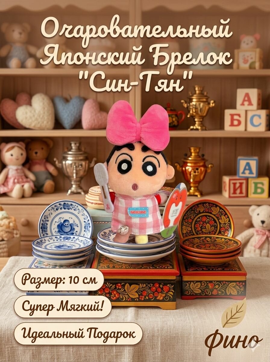10 см японская плюшевая игрушка <Син-тян> уютная аниме-атрибутика и стильный брелок для рюкзака