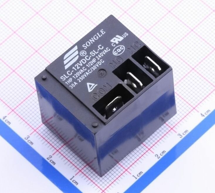 SONGLE SLC-12VDC-SL-C Реле электромагнитное 12 В SPDT (1 форма C), 27,6x32,2мм, 1шт