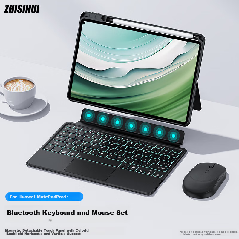 Комплект клавиатуры и мыши Zhisihui Bluetooth для планшета Huawei MatePad Pro 11 с магнитным съемным чехлом и