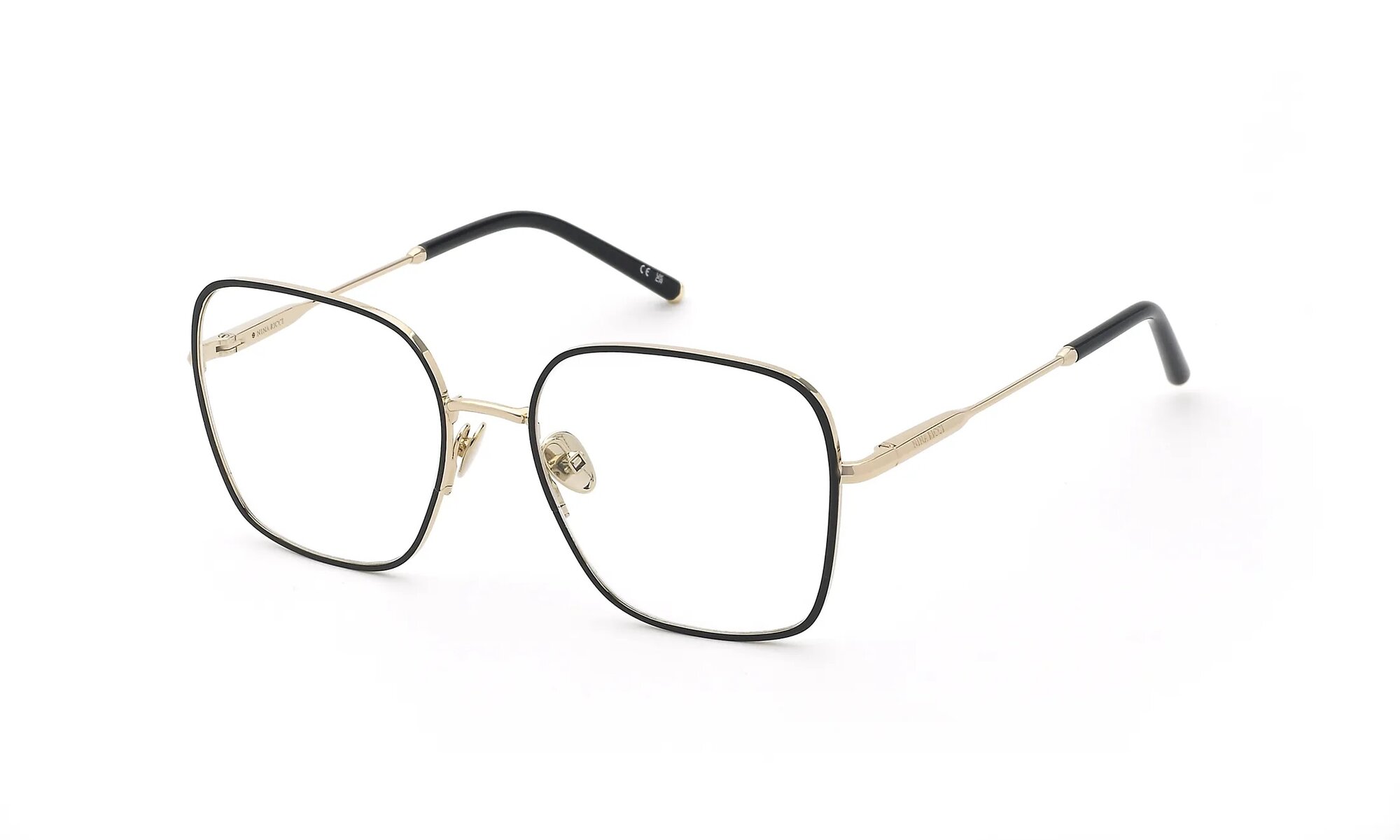 Оправа NINA RICCI VNR 433 col.0301, квадратная форма, чёрный цвет, флексы, с футляром и салфеткой
