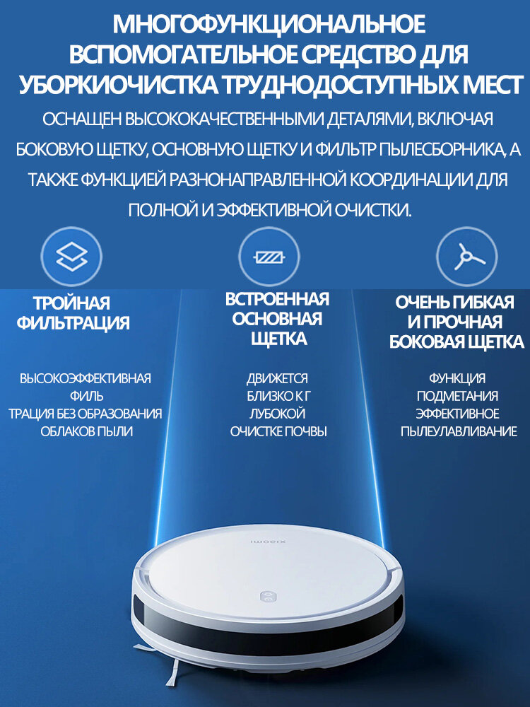 Робот-пылесос Xiaomi Robot Vacuum E12, лазерный дальномер, голосовое управление, белый — фото 1