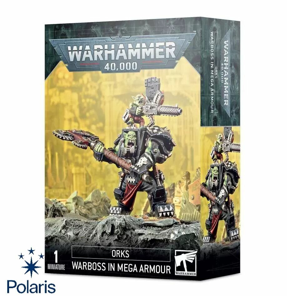 Warhammer 40000 Orks Warboss in Mega Armour Миниатюра для настольной игры