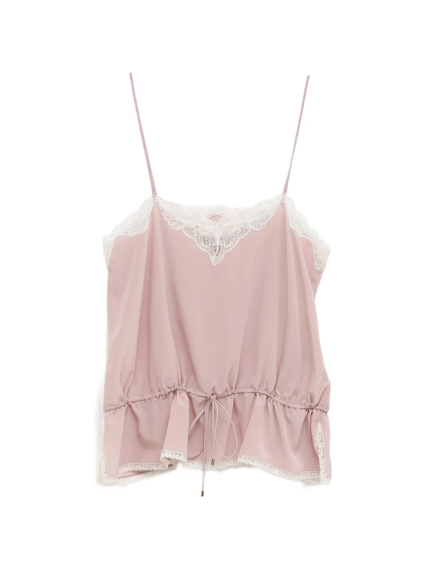 Топ Lace-trim drawstring camisole top