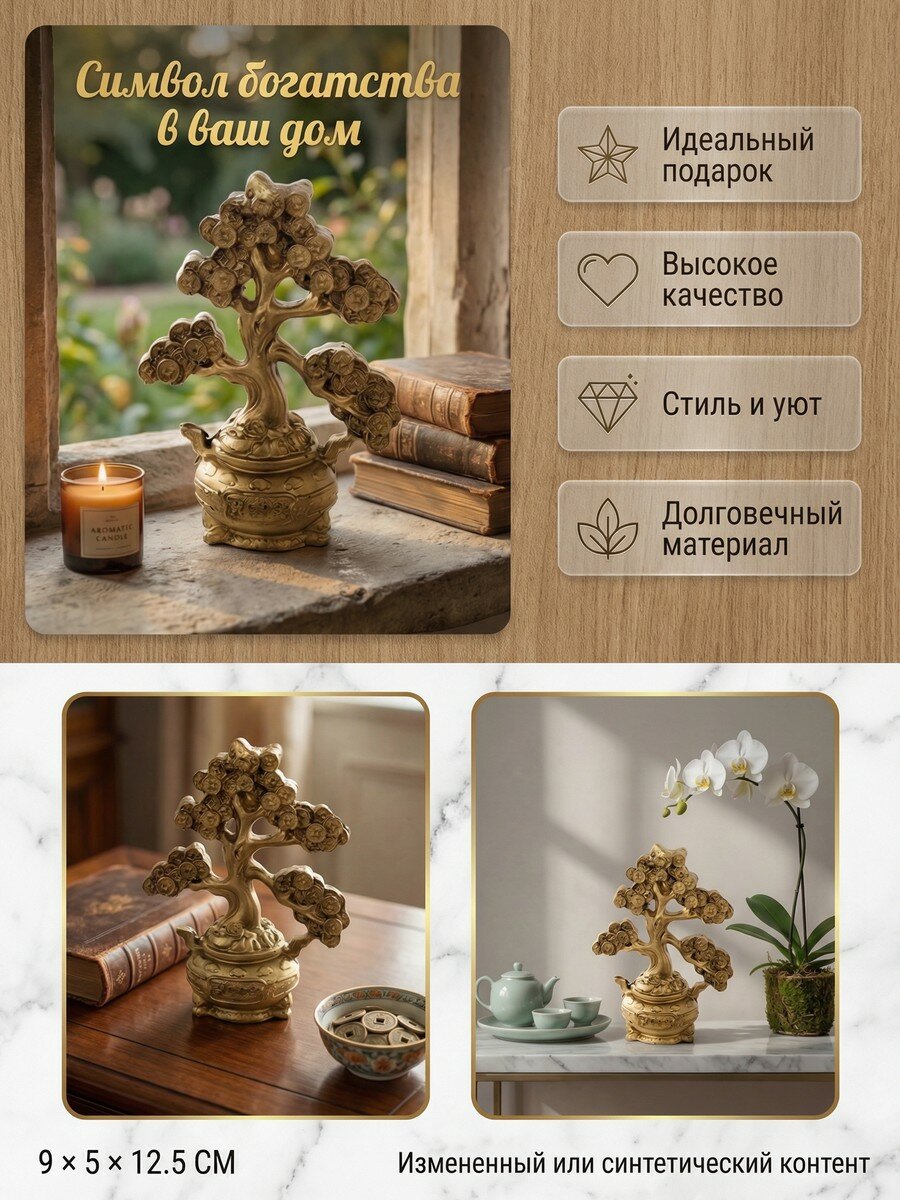 Фигурка декоративная "Денежное дерево", L9 W5 H12,5 см