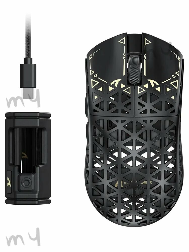 Игровая мышь беспроводная R5 ULTRA F69I, черный матовый, золотой