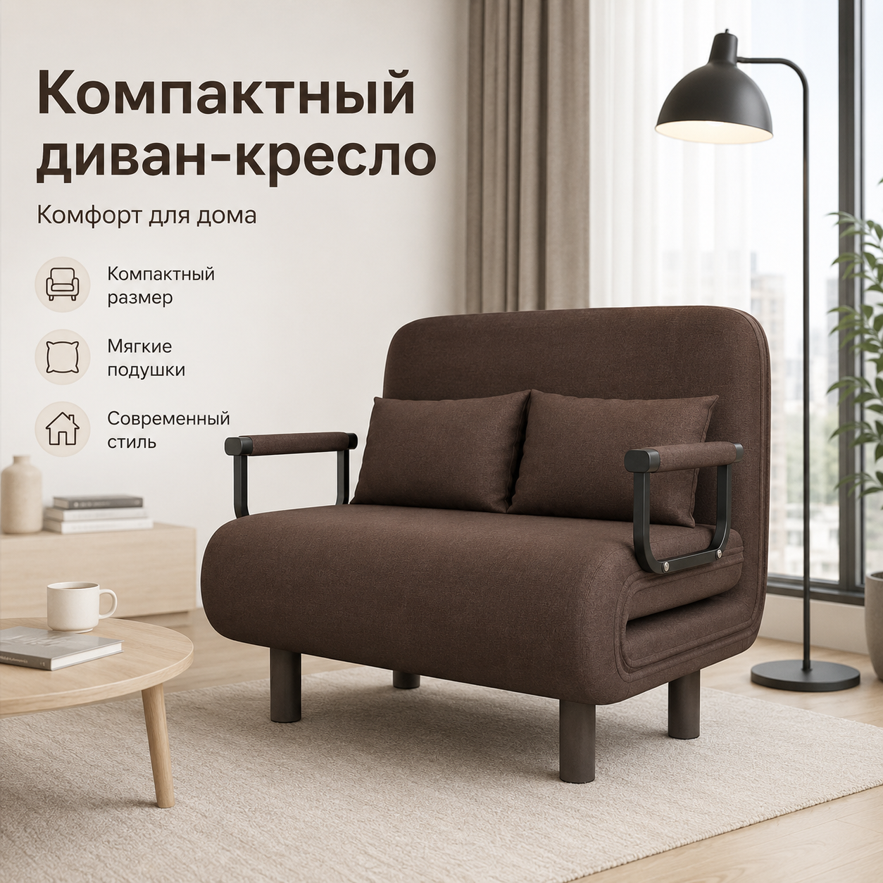 Диван-кровать С 1 подушками , Регулируемый стул, 65х190х28 см，Односпальный диван