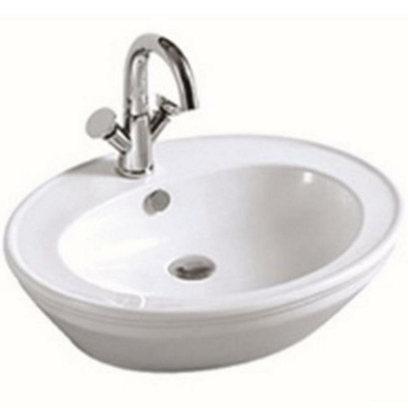 Раковина накладная CeramaLux Lux Classic 60 3573 Белая хром, керамика