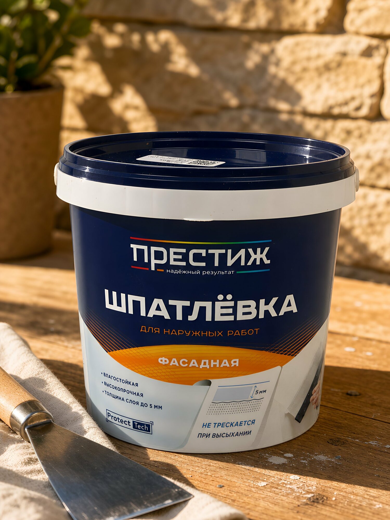 Престиж, Шпатлевка акриловая, универсальная, фасадная, для наружных работ, 1.5 кг