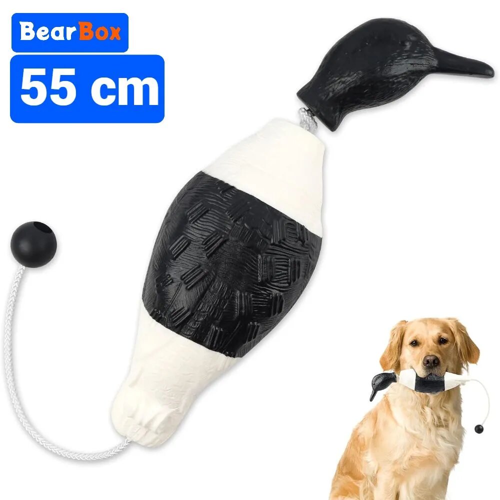 Игрушка-утка для дрессировки охотничьих собак BearBox, Чёрно-белая утка, 55 см
