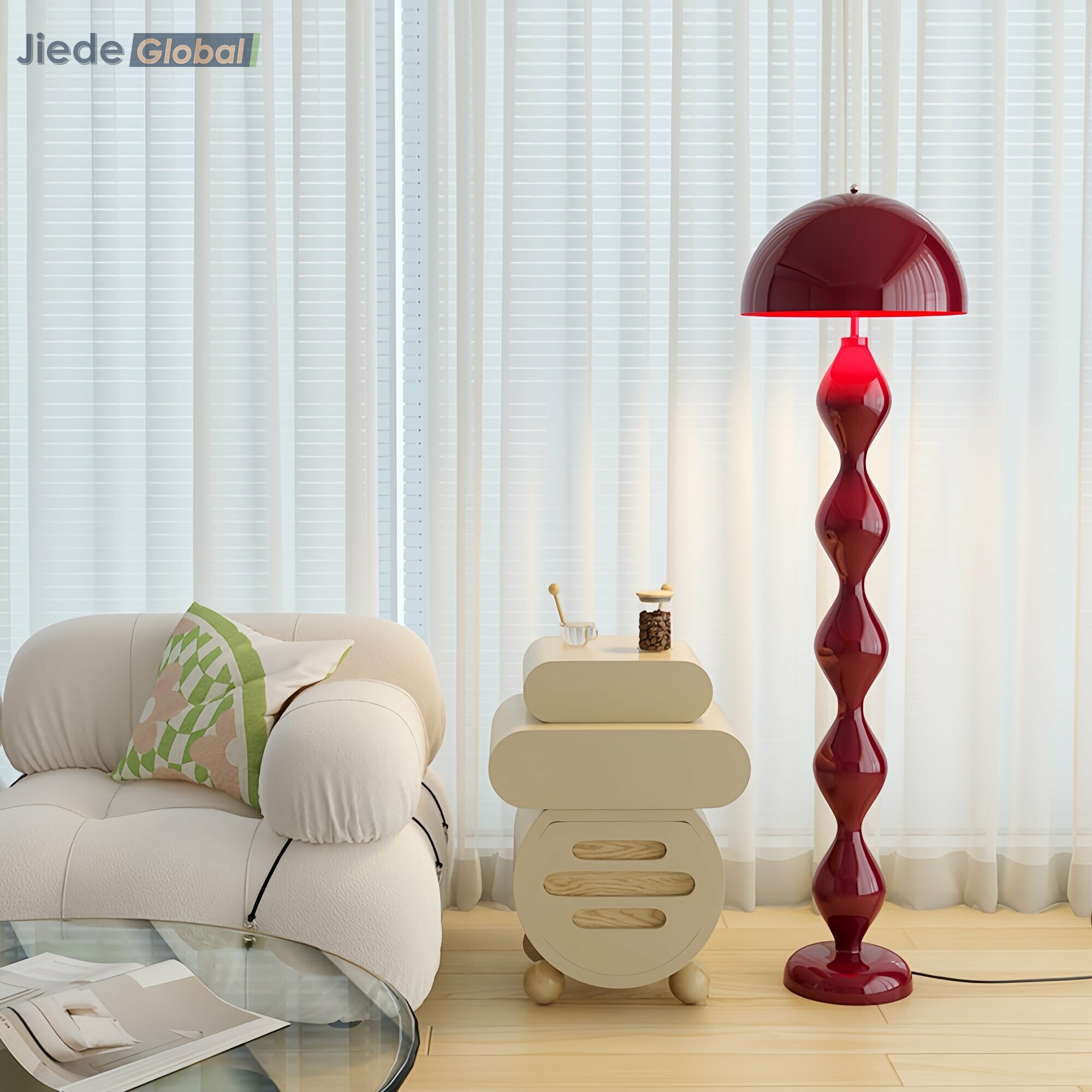 Торшер-гриб, E27, LED, 3000К-6000К, регулируемая цветовая температура, красный