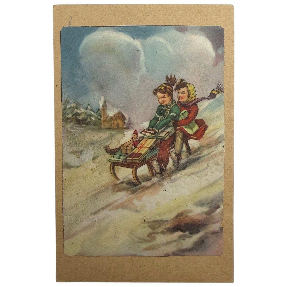 Почтовая открытка "Гонка за праздником" 1900-1917 гг. Германская Империя