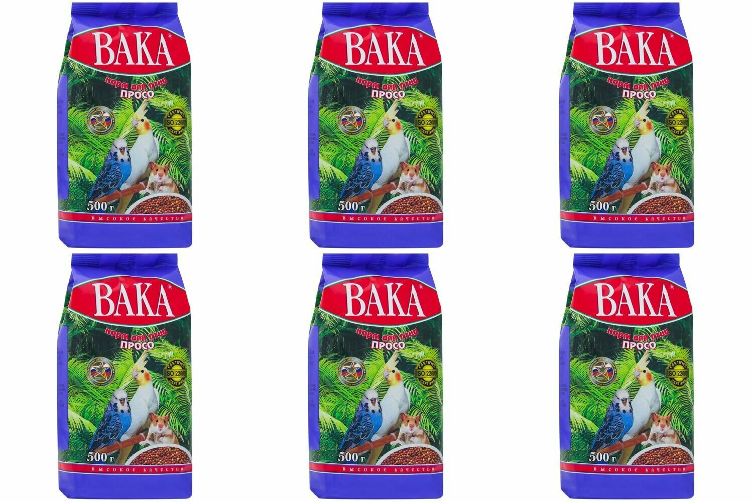 Вака Корм для птиц Просо, 500 гр, 6 шт/