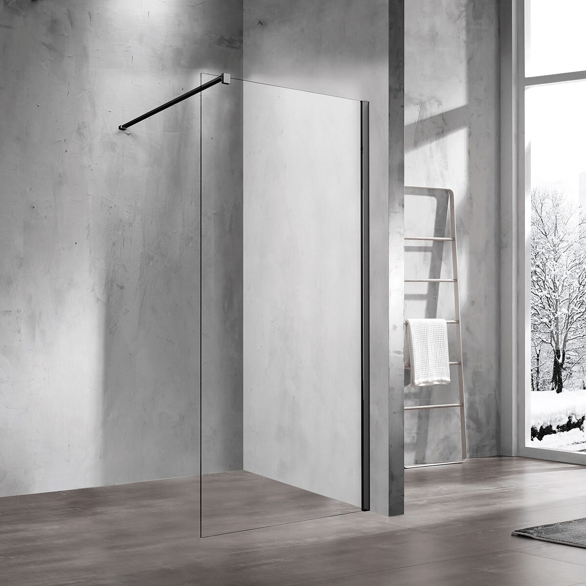 Душевая перегородка Vincea Walk-in VSW-1H120CLB 120 см, профиль матовый чёрный, стекло прозрачное
