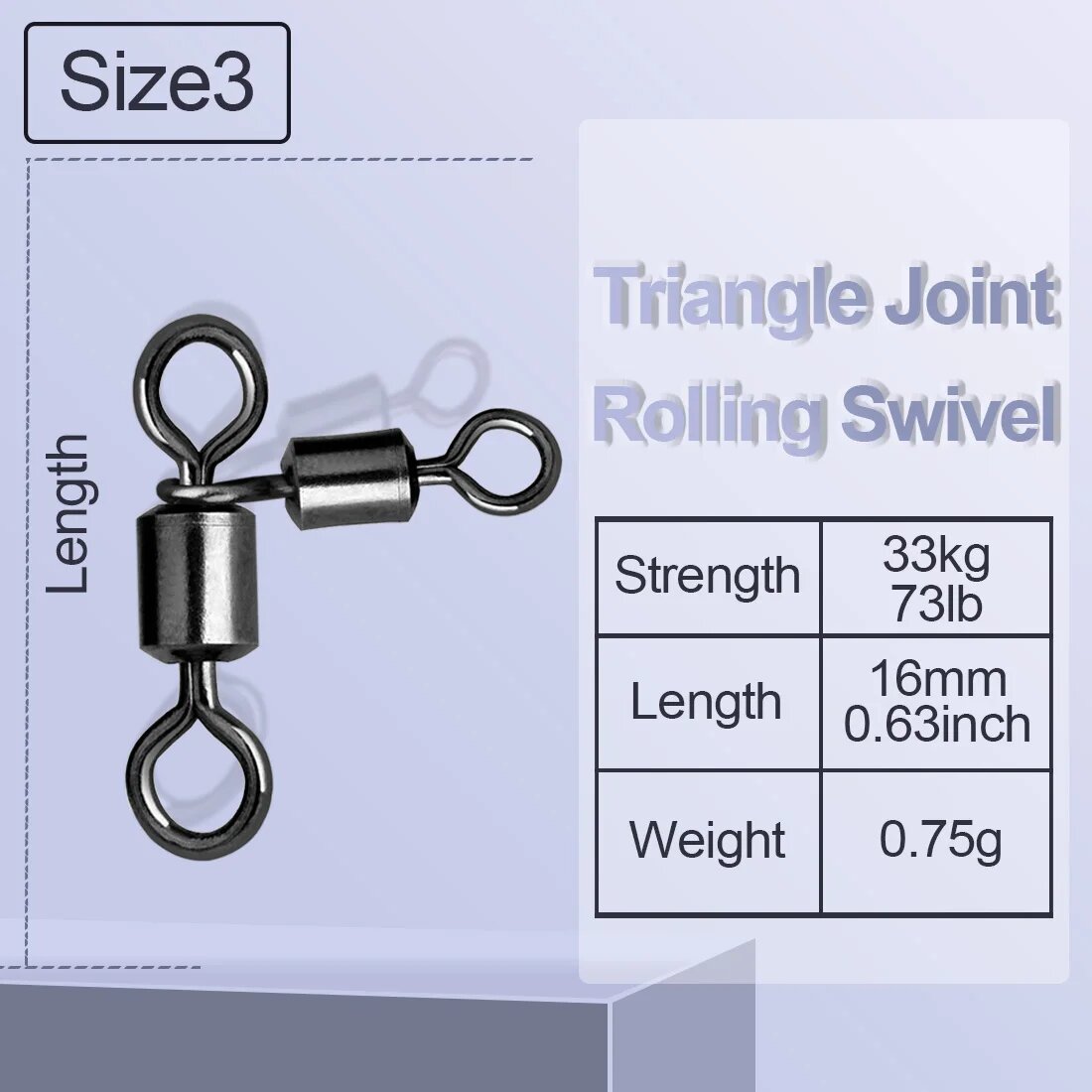 Рыболовные вертлюги FishTrip трехходовые нержавеющая сталь 15pcs Bulk, size3