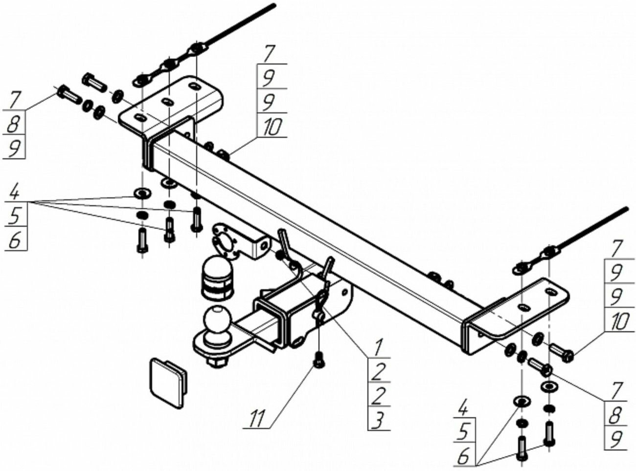 Фаркоп для Chery Tiggo 4 2024- Motodor.99023-E