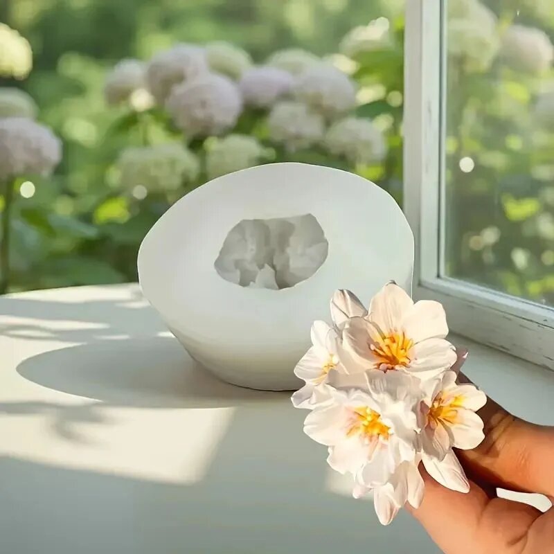 3D силиконовая форма "Цветок сакуры"/Для аромасвечей, мыла ручной работы и эпоксидной смолы/Многоразовый трафарет, нежный декор