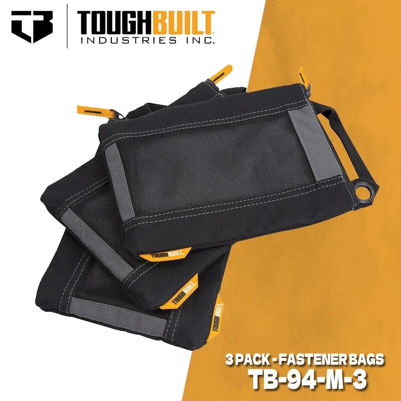 Сумки для крепежей TOUGHBUILT TB-94-M-3, 3 шт, сетчатое окно, портативные