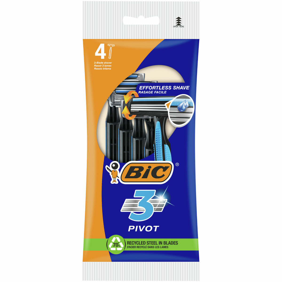 Бритва одноразовая мужская BIC 3 с плавающей головкой, 4 шт (1 шт)